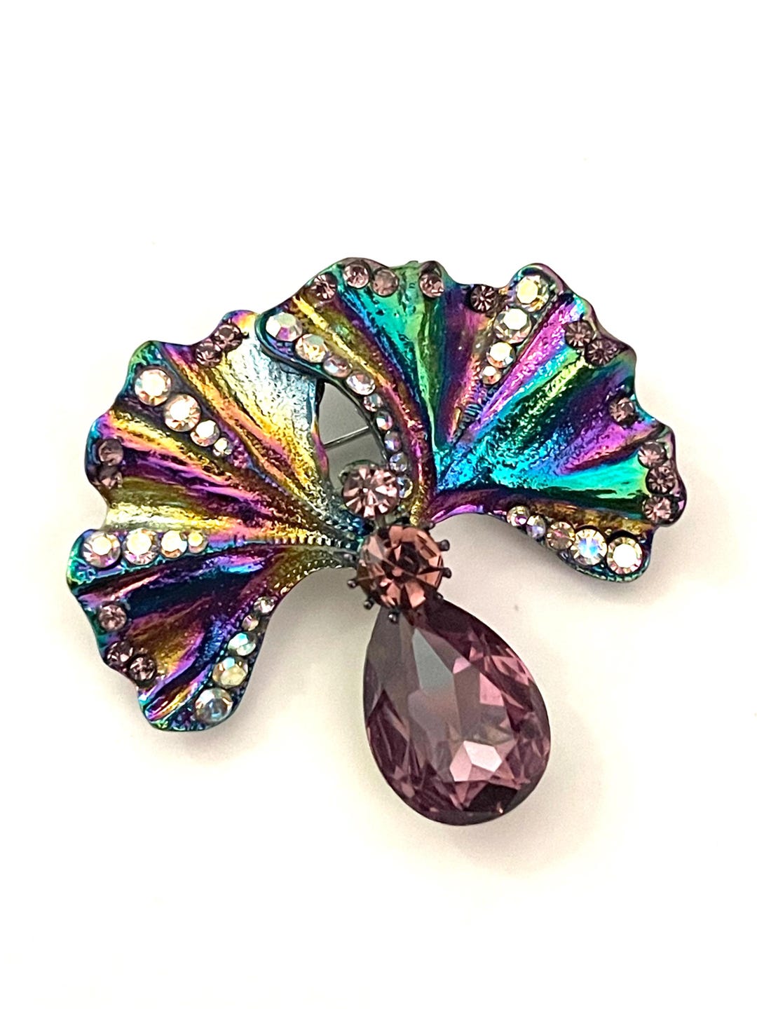 Mulberry Stone Rainbow Fan Brooch Pin Jewelry FX79 - Etsy