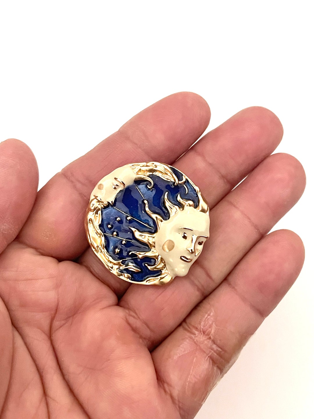 Sun and Moon Round Enamel Brooch Pin BX53 - Etsy