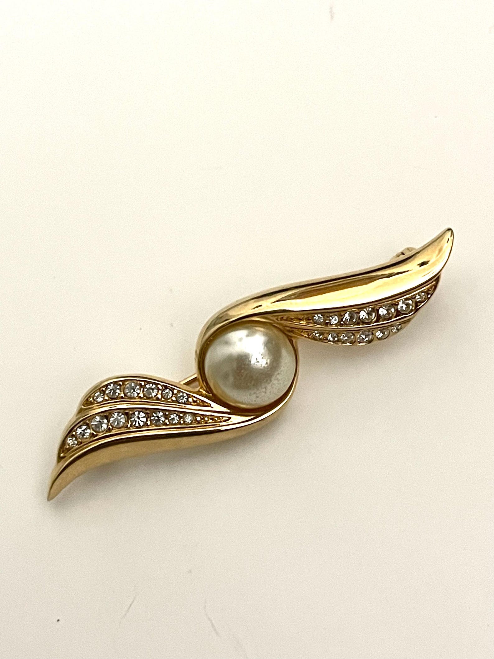 Vintage Horizontal Swirl Faux Pearl Brooch Pin BX76 - Etsy