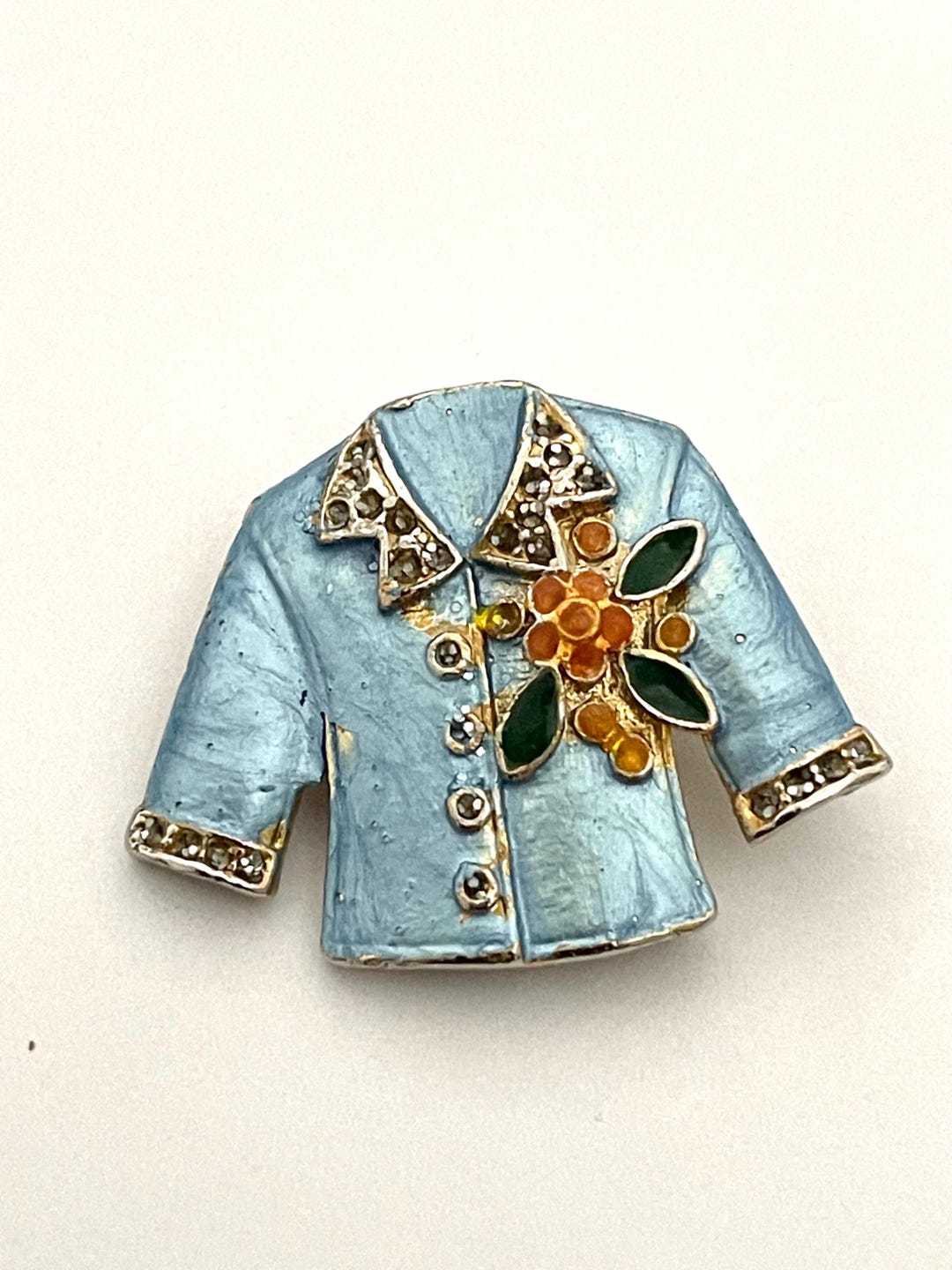 Vintage Light Blue Metal Coat Brooch Pin DW73 - Etsy