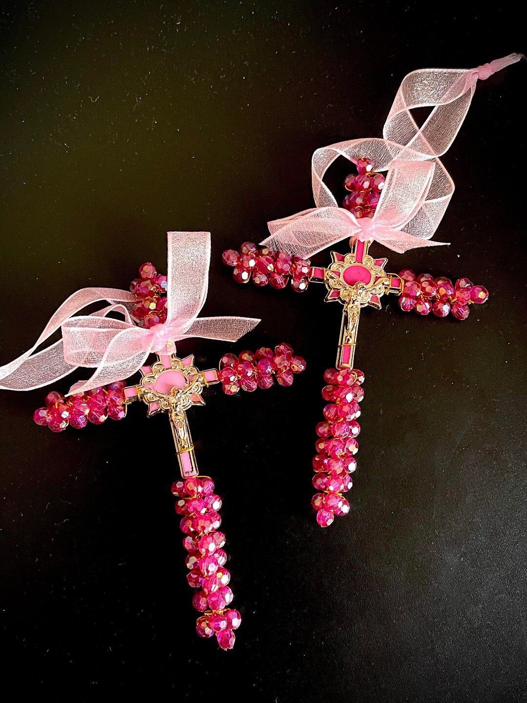 3 PCS. of 2D Acrylic Cross Red or Pink With Gold Lining - Religious ...