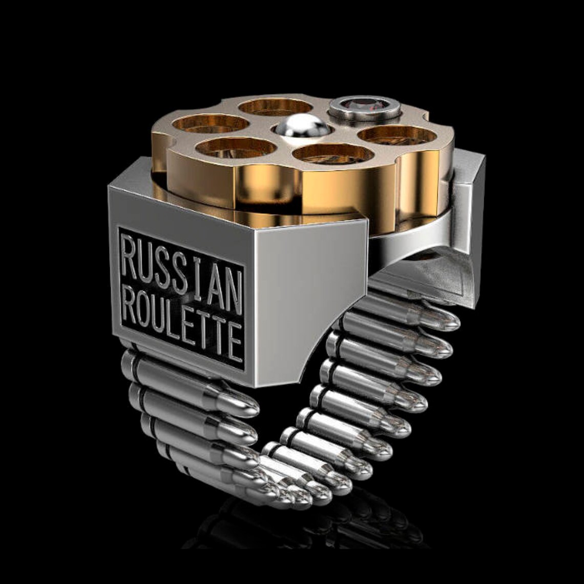 Ring Russian Roulette. 14 К Gold ring. Personalized gift. Gift | Etsy