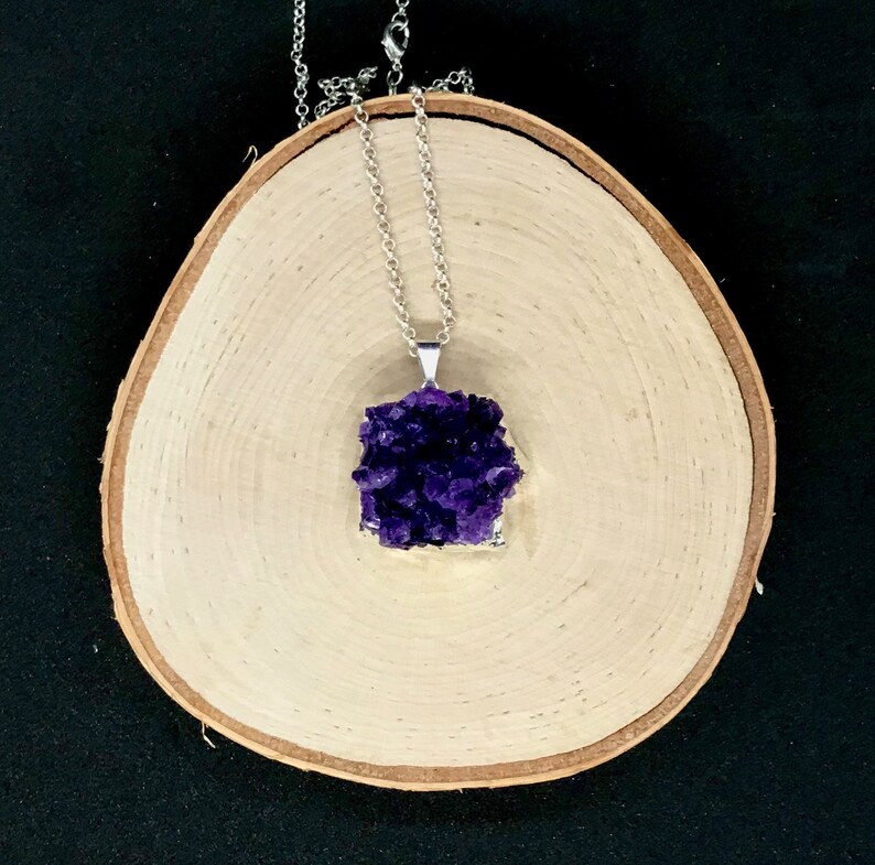 Raw Amethyst Necklace Amethyst Stone Pendant Raw Crystal | Etsy