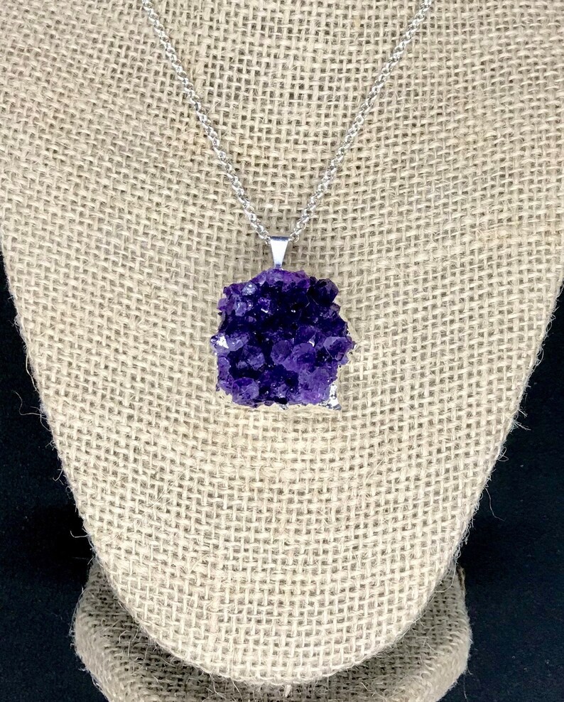 Raw Amethyst Necklace Amethyst Stone Pendant Raw Crystal | Etsy