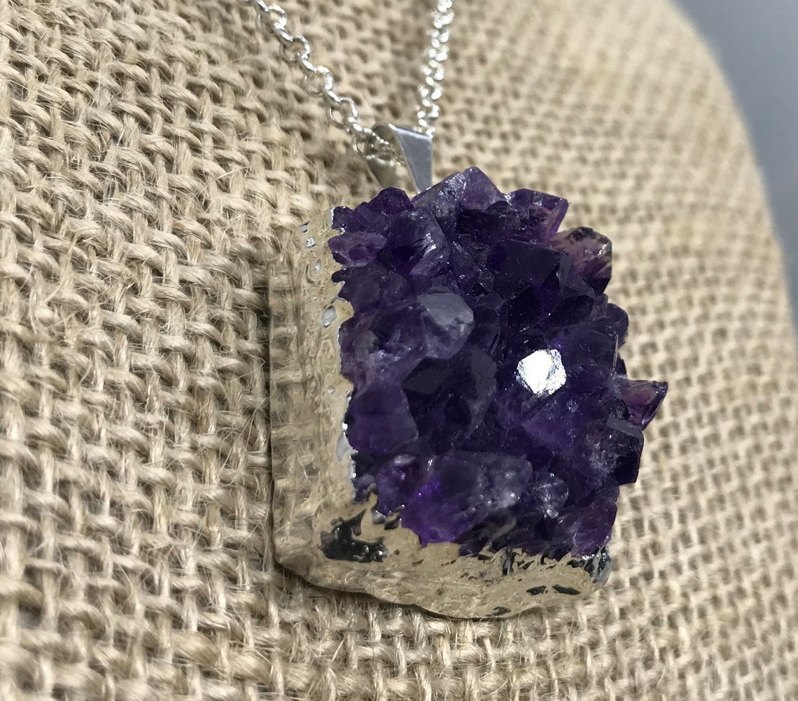 Raw Amethyst Necklace Amethyst Stone Pendant Raw Crystal - Etsy