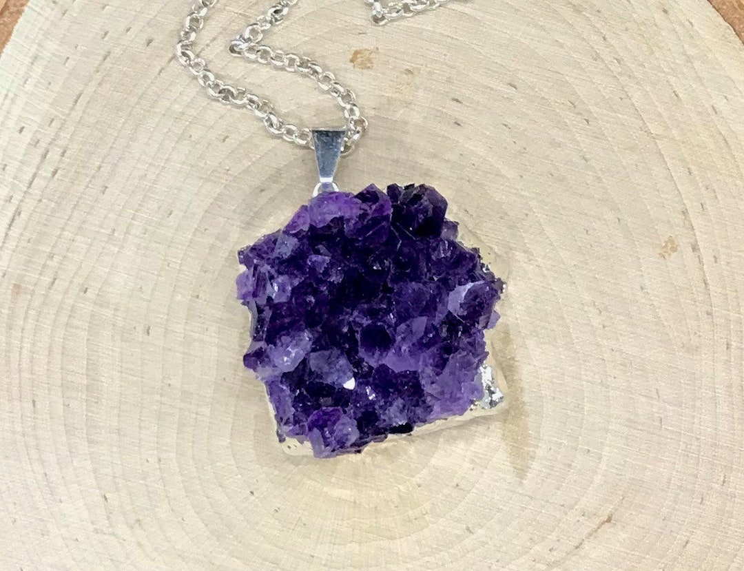 Raw Amethyst Necklace Amethyst Stone Pendant Raw Crystal Necklace Raw ...