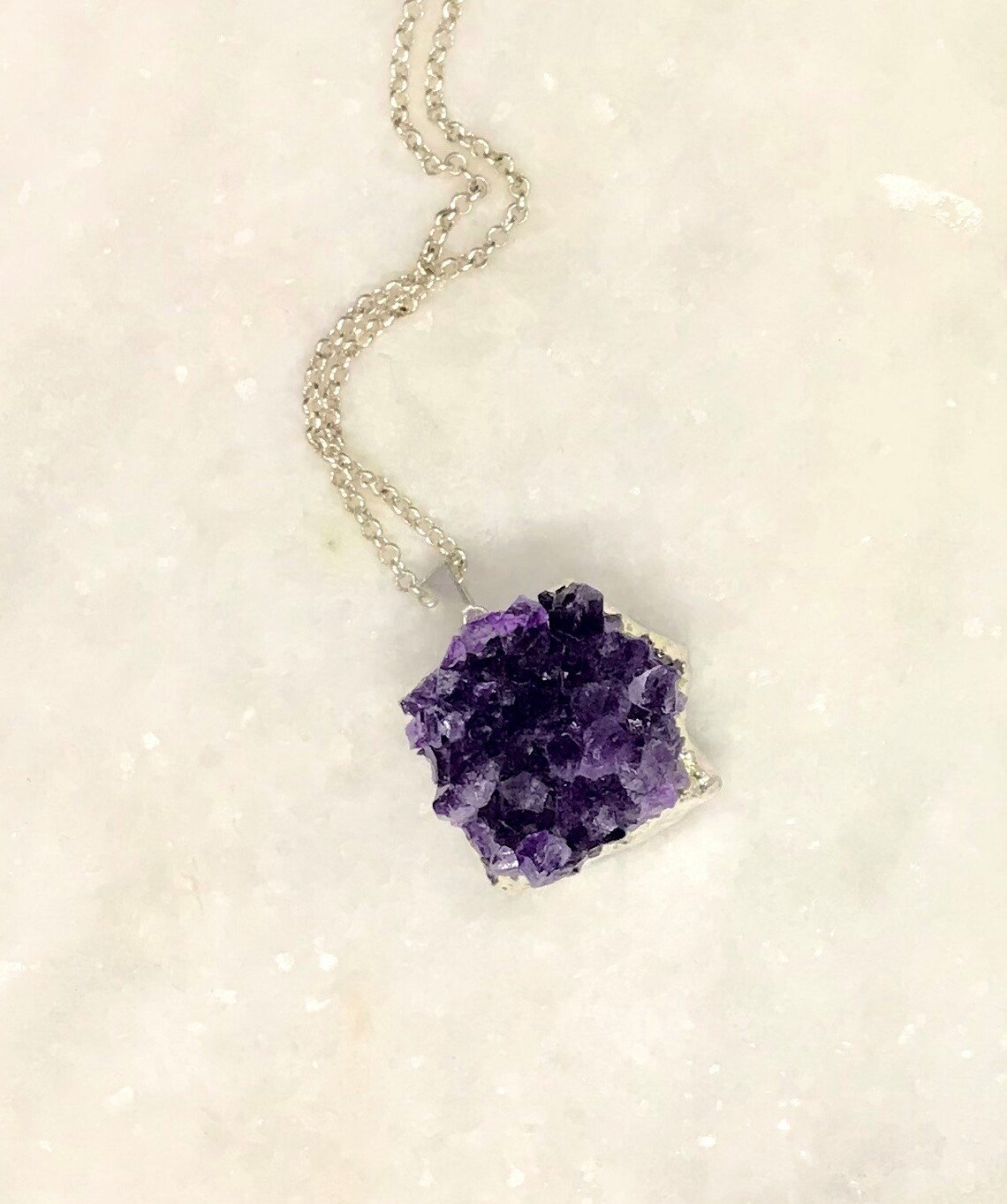 Raw Amethyst Necklace Amethyst Stone Pendant Raw Crystal - Etsy