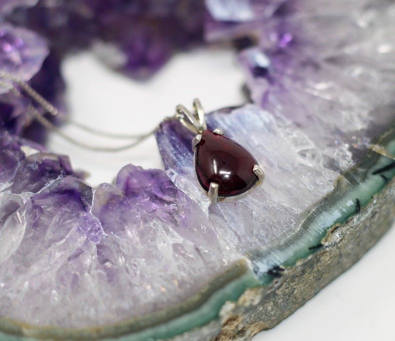 Sterling Silver Red Garnet Necklace Element of Zen Garnet - Etsy