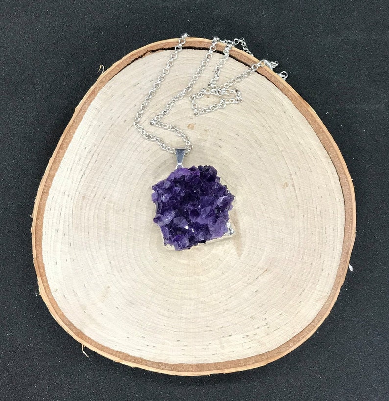 Raw Amethyst Necklace Amethyst Stone Pendant Raw Crystal - Etsy