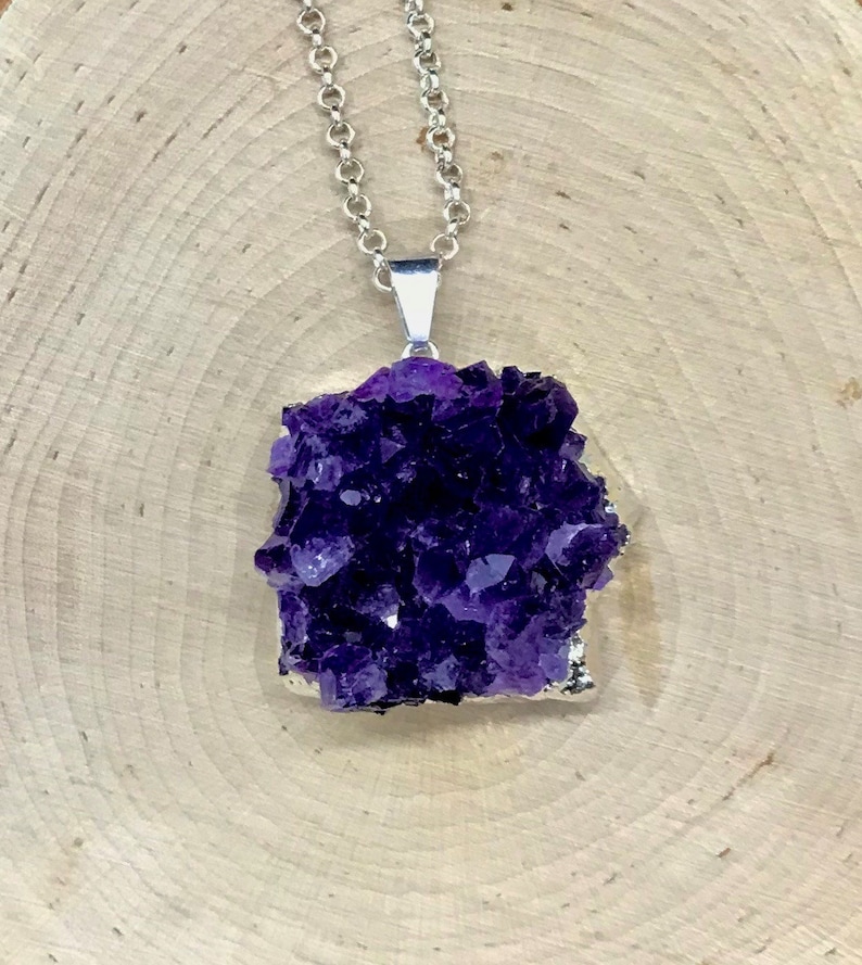 Raw Amethyst Necklace Amethyst Stone Pendant Raw Crystal - Etsy