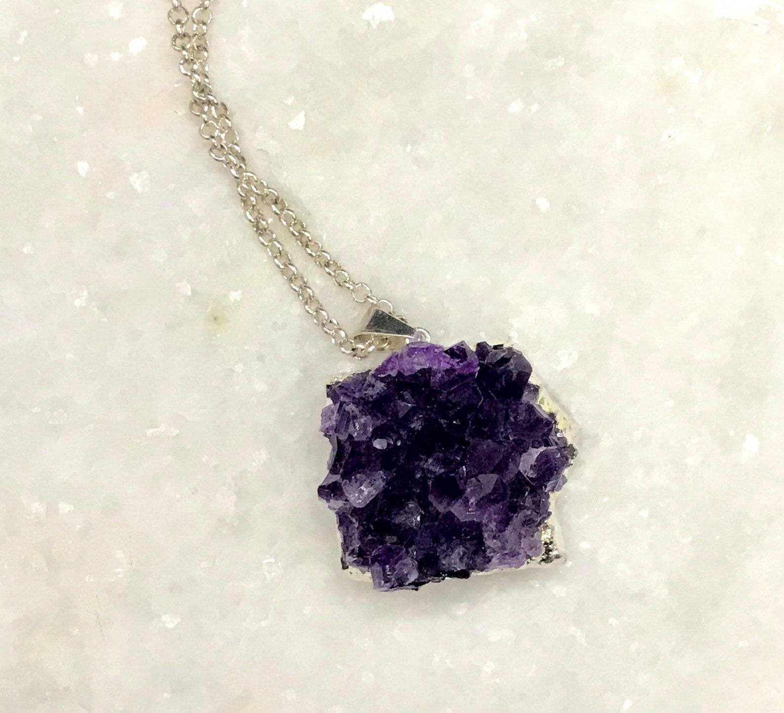 Raw Amethyst Necklace Amethyst Stone Pendant Raw Crystal - Etsy