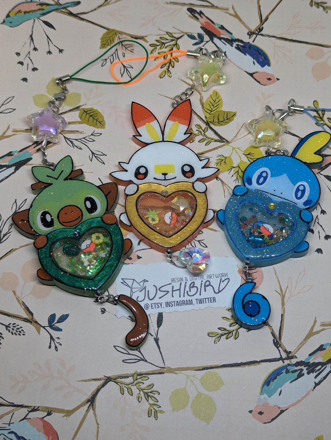 Hand Painted Starter Poke Monster Dry Shaker Resin Charm - Etsy