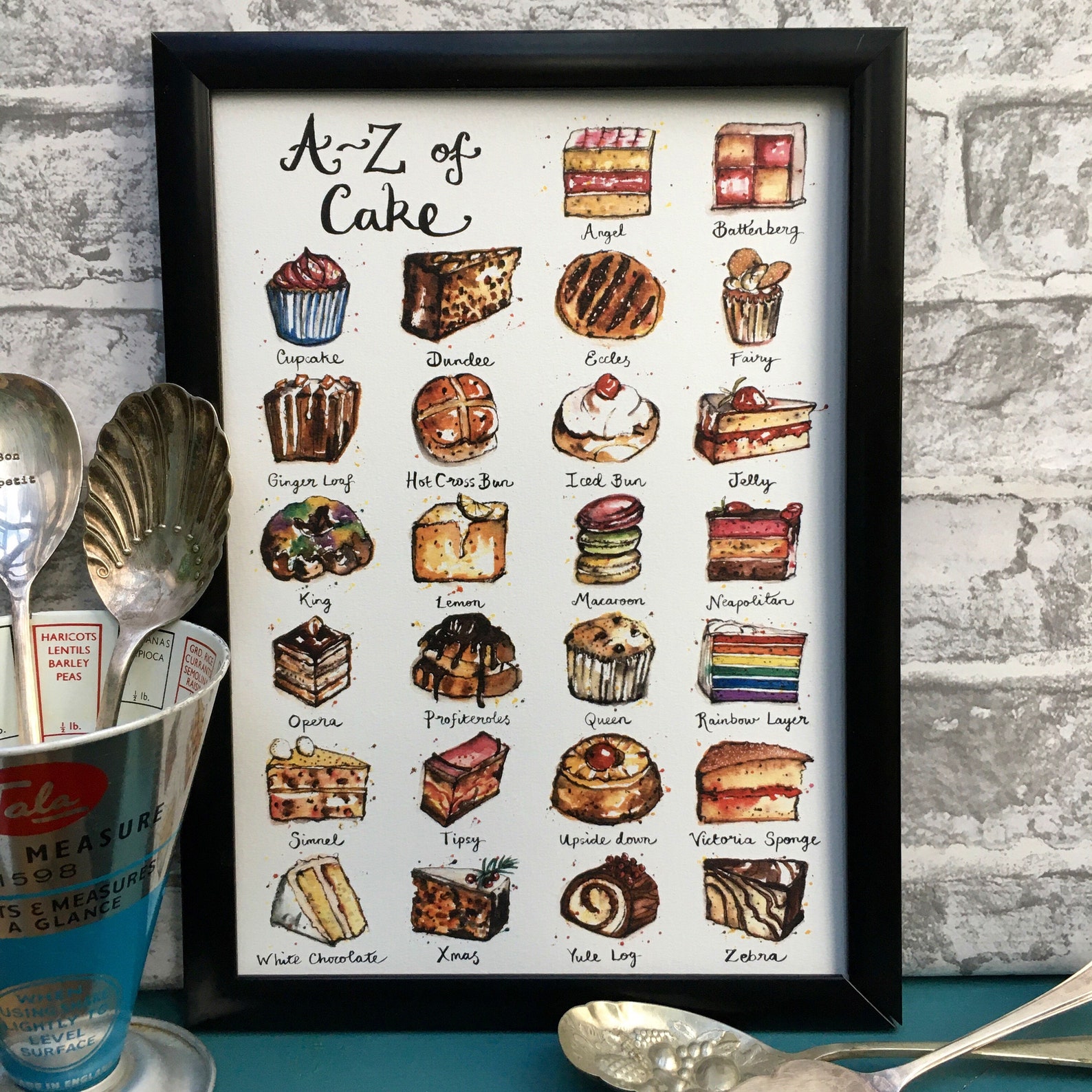 A-Z of Cake Cake Lover Gift Baker Cake Art Kitchen Art - Etsy UK
