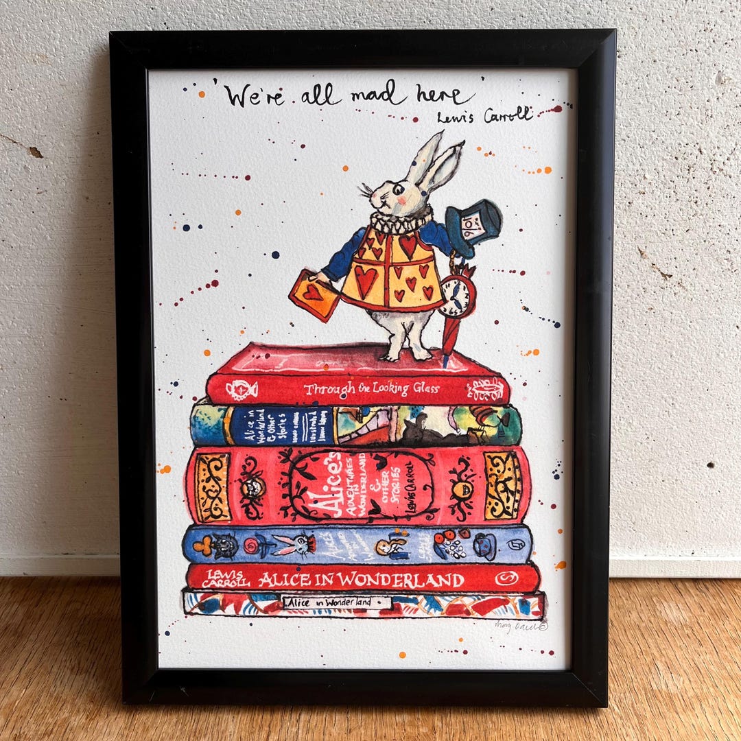 Alice in Wonderland Bookstack Print | A4 Unframed Print | Gift ...