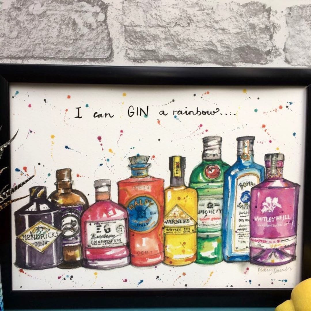 Gin Rainbow Print | Gin Print | Gin Lover | Rainbow Gin | Gin Rainbow ...