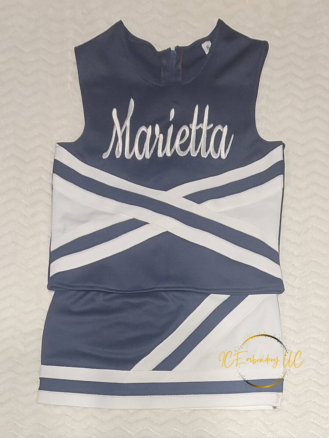 Navy and White Cheer Uniform, Cougars Cheer Uniform, Blue/white Uniform ...
