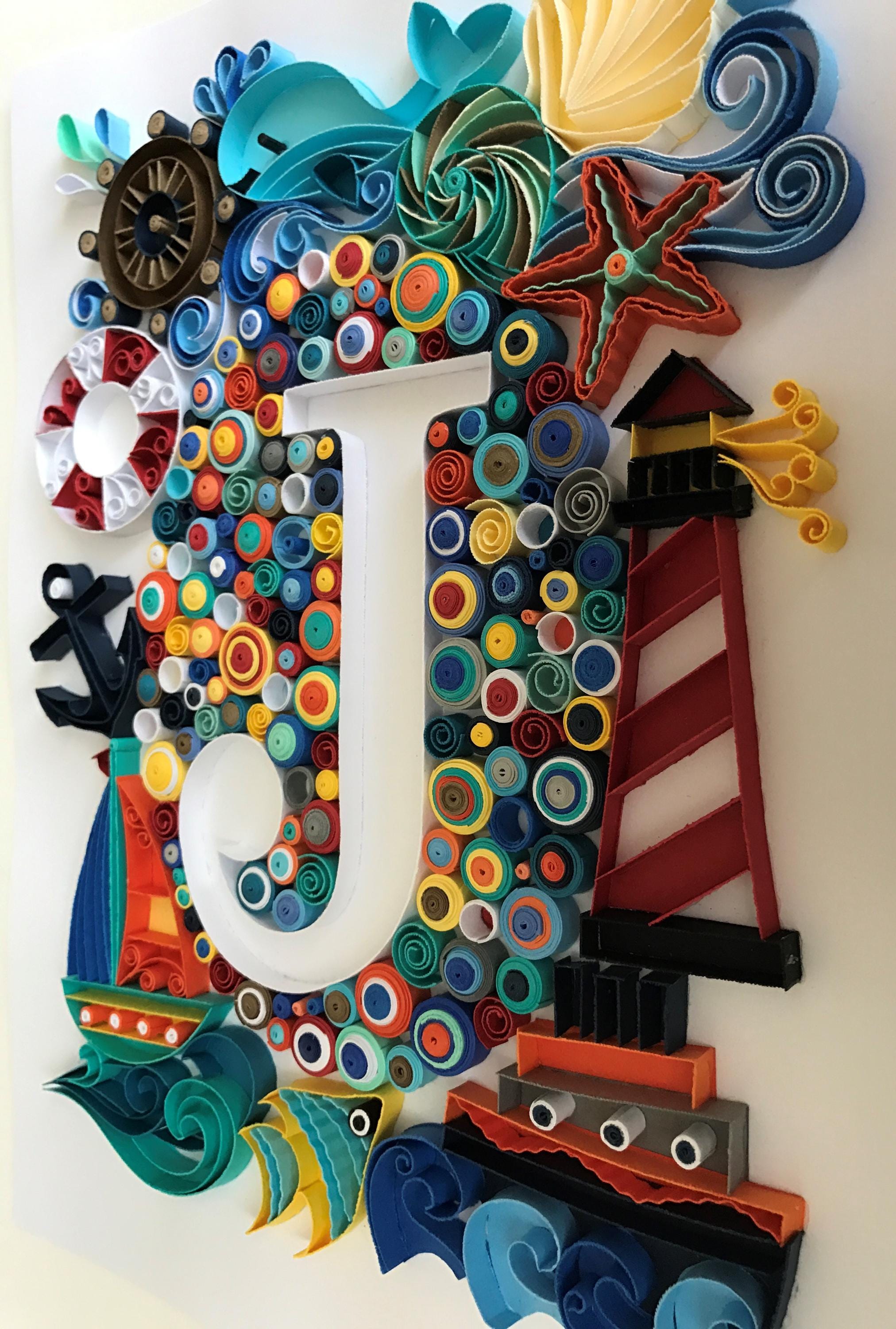 Personalized Quilled Monogram Initial – Nautical Theme | Custom ...