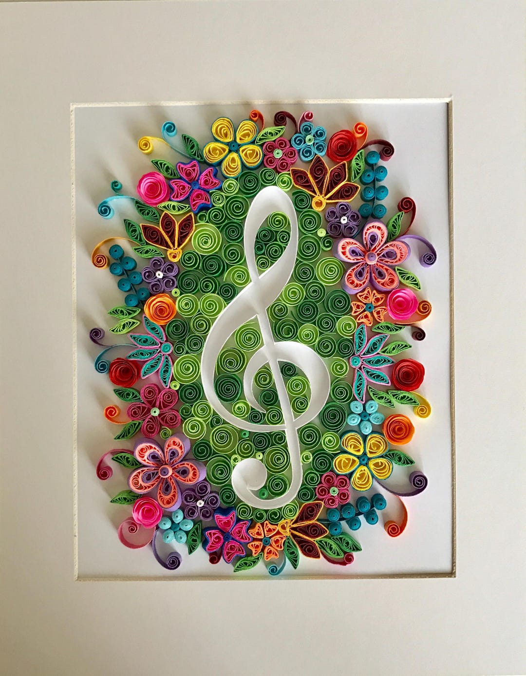 Quilled Treble Clef Wall Art – Handmade Musical Note Paper Art – Music ...
