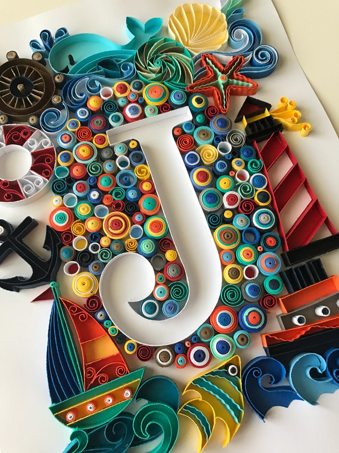 Personalized Quilled Monogram Initial – Nautical Theme | Custom ...