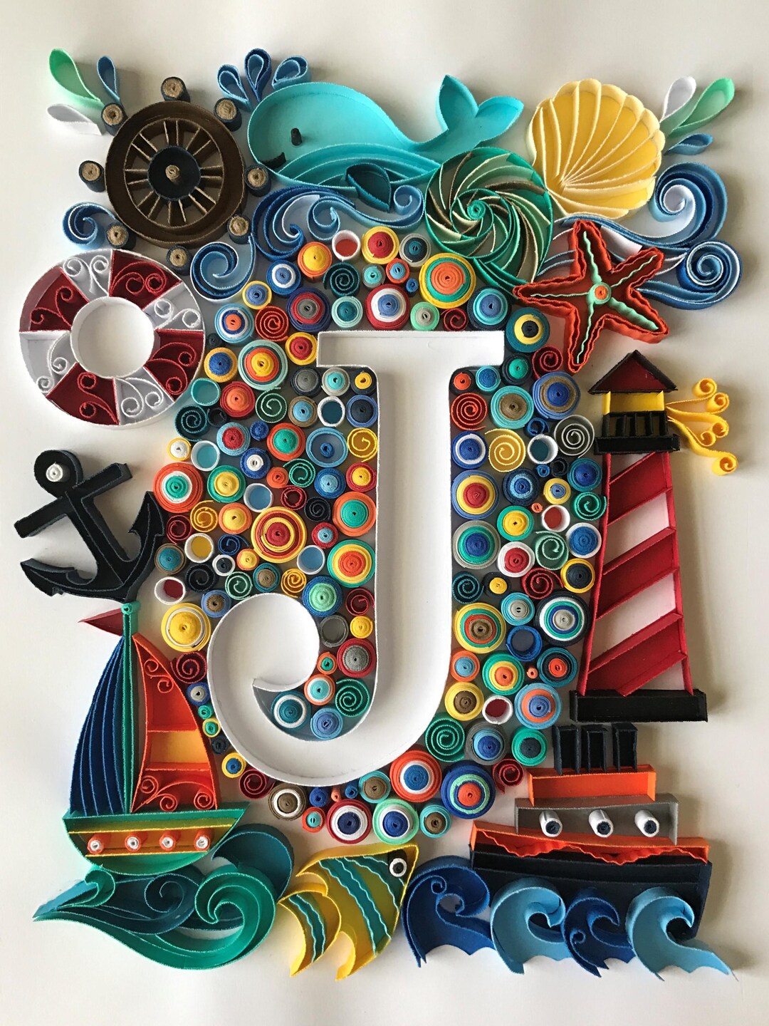 Personalized Quilled Monogram Initial – Nautical Theme | Custom ...