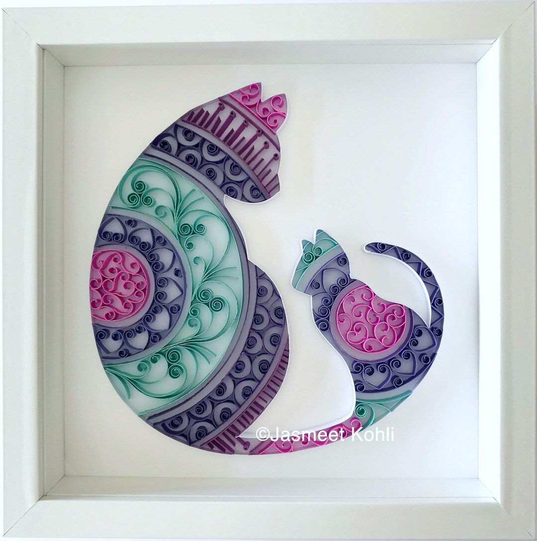Adorable Paper Quilled Cat and Kitten Wall Art -handmade Pet Lover ...