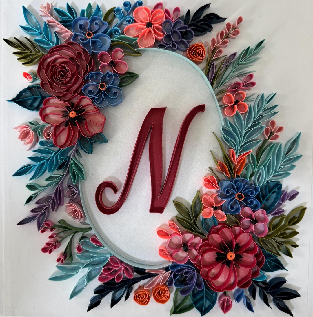 Personalized Floral Paper Quilling Monogram _ Custom Handmade Initial ...