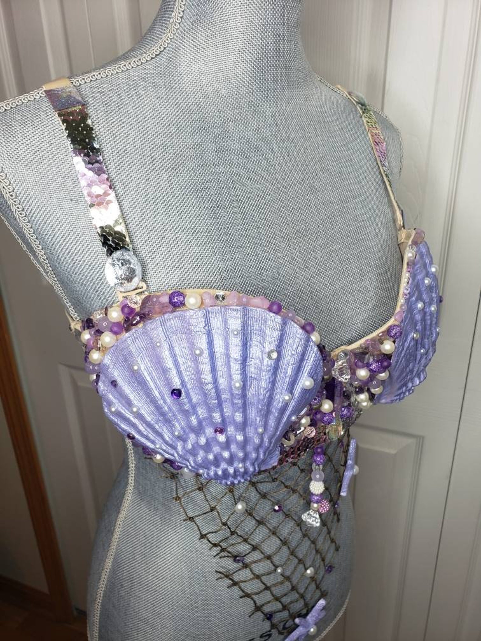 Ariel inspired light purple strapless mermaid top with | Etsy