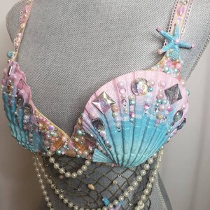 Swimmable Made to Order Pastel Mermaid/rave Bra - Etsy
