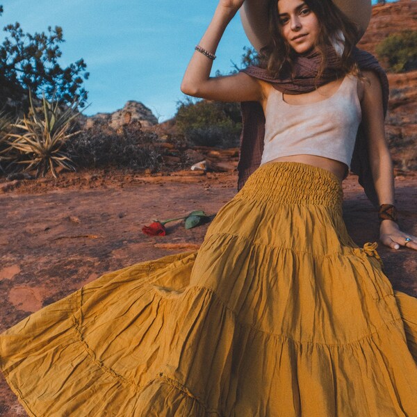 Fairy Boho Hippie Flowy Skirt, Vintage Vibe Embroidered Maxi Skirt ...