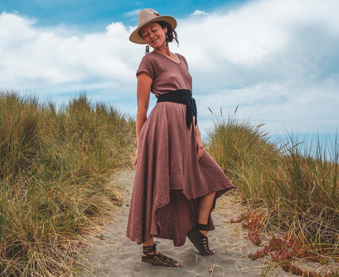 Rose Colored Natural Cotton Dress – Soft, Breathable Gauze, Lightweight ...