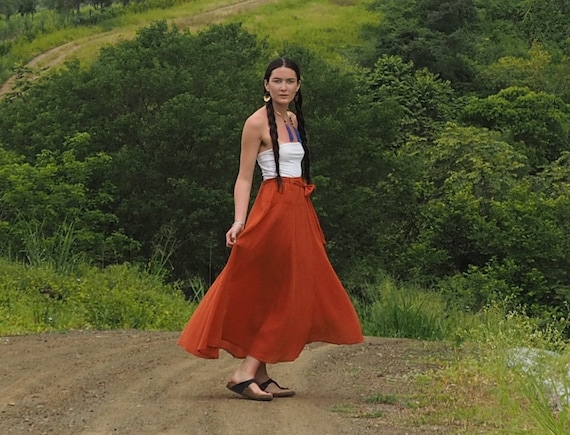 The Athena in TANGERINE // Gauze Cotton Skirt // Light, Flowy ...