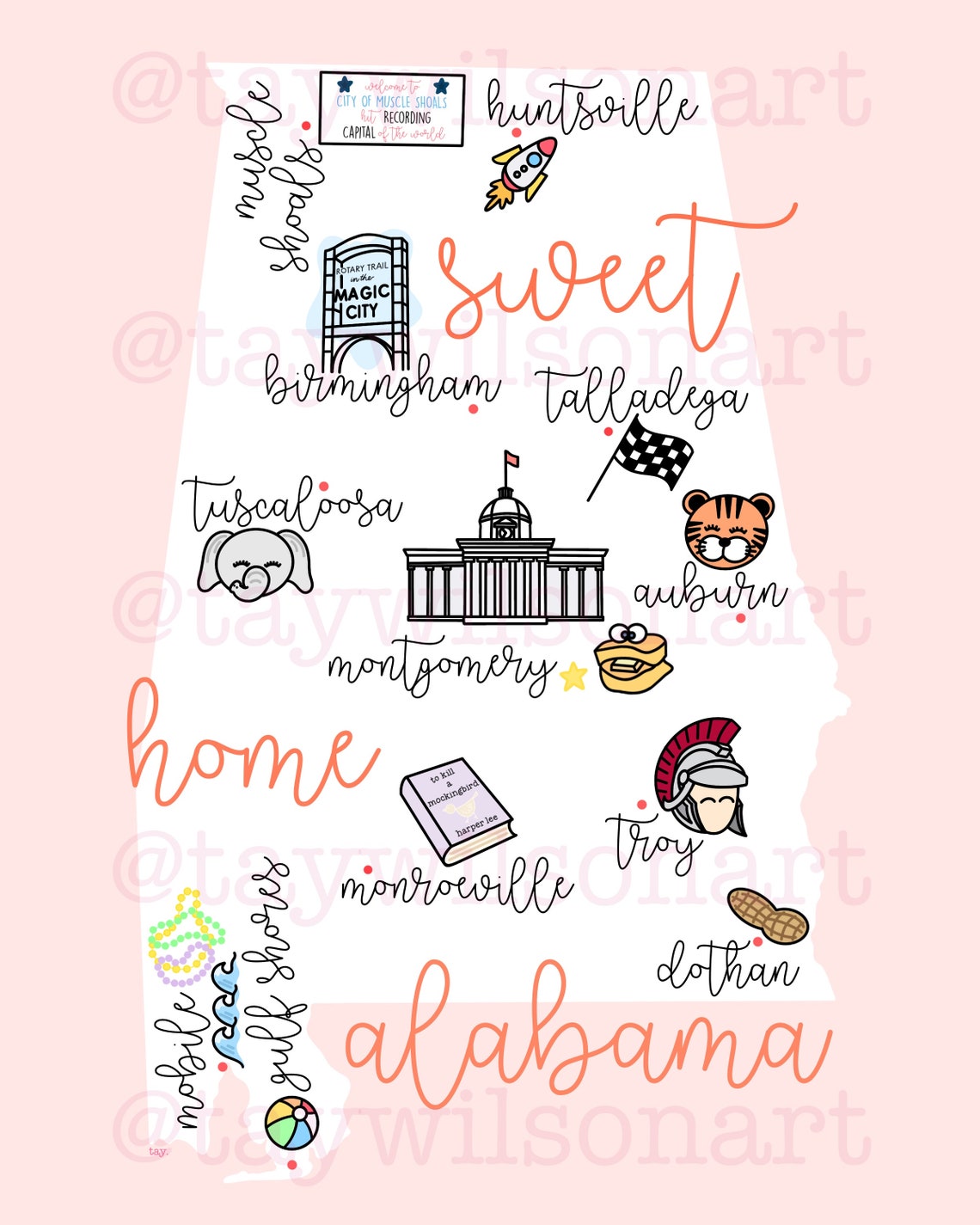Alabama State Wall Art Alabama Home Decor Alabama Wall Art - Etsy