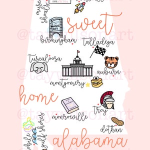 Alabama State Wall Art Alabama Home Decor Alabama Wall Art - Etsy