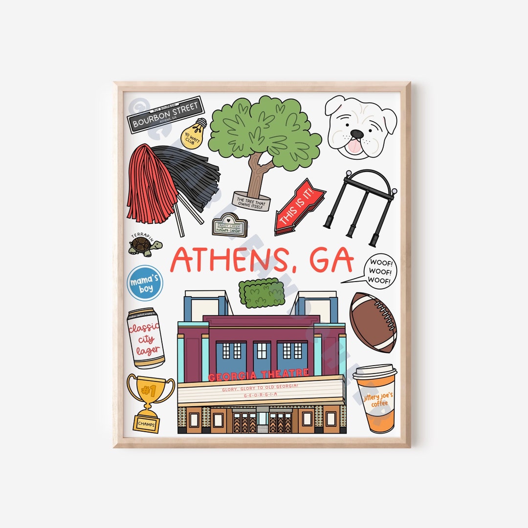 Athens Georgia Art Print University of Georgia Go Dawgs - Etsy