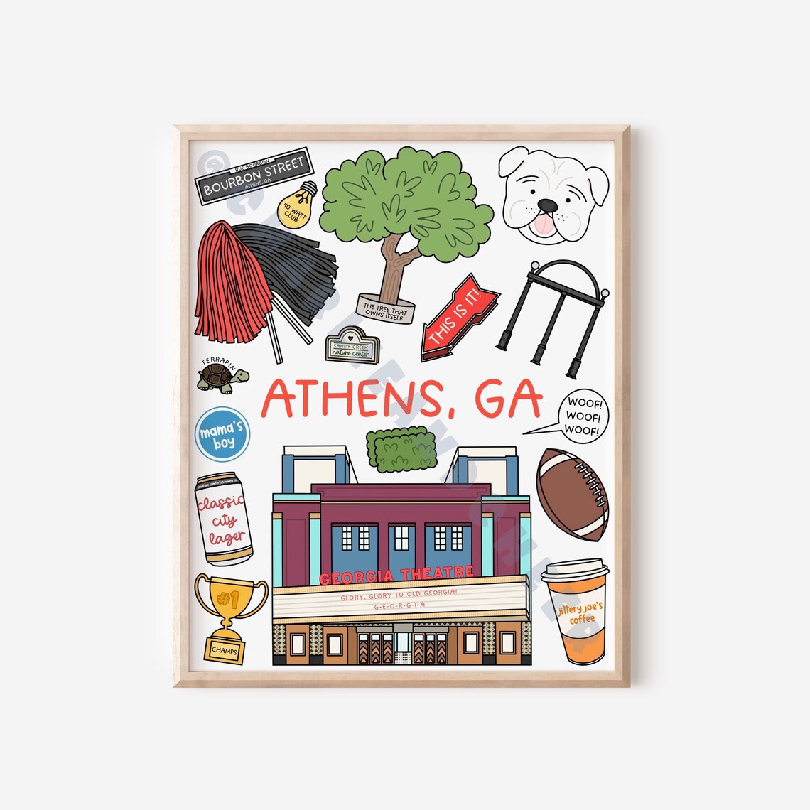Athens Georgia Art Print University of Georgia Go Dawgs - Etsy