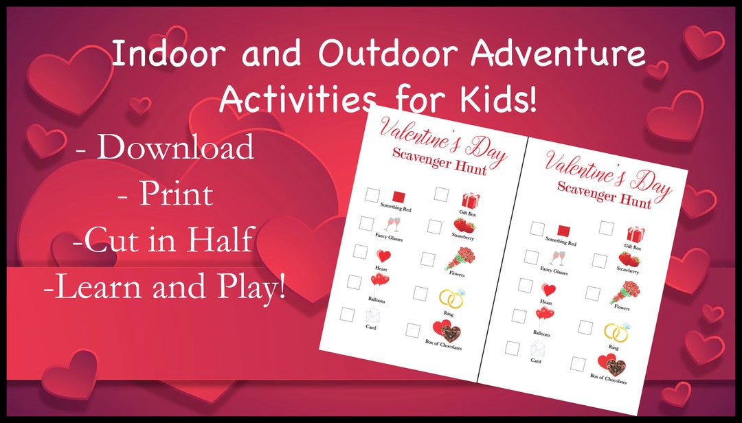Digital Valentine's Day Scavenger Hunt Printable for Kids - Etsy