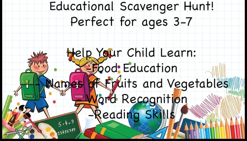 Food Scavenger Hunt Printable Packet for Kids - Etsy