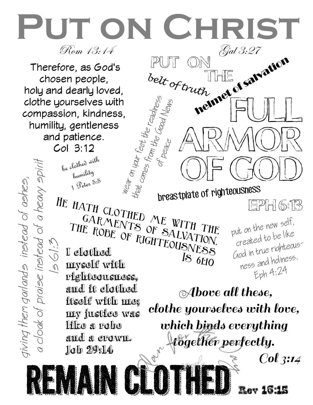 Printable Scripture Collage - Godly Clothing, Bible Poster, Christian ...