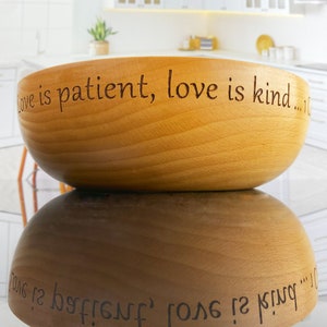 Custom Text on Large Wooden Beechwood Bowl - Laser Engraved With Your ...