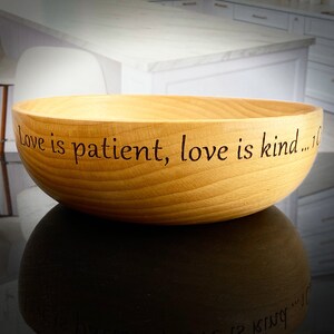 Custom Text on Large Wooden Beechwood Bowl - Laser Engraved With Your ...