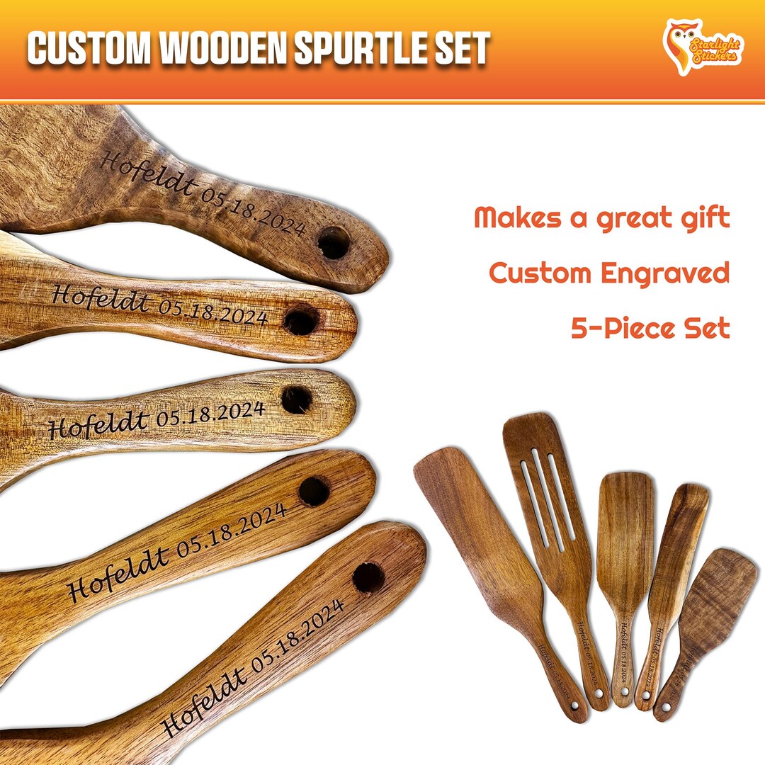 Personalized Wooden Spurtles, Laser Engraved Spatulas, Custom Wooden ...