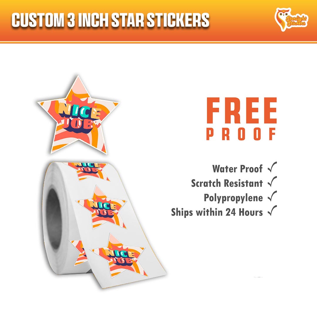 Customized 2 Inch Star Sticker Labels on A Roll - Etsy