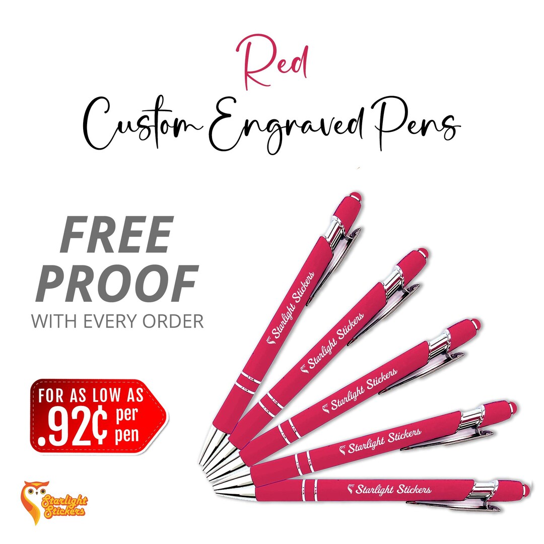 Premium Red Laser - Engraved Custom Pens With Stylus - Etsy