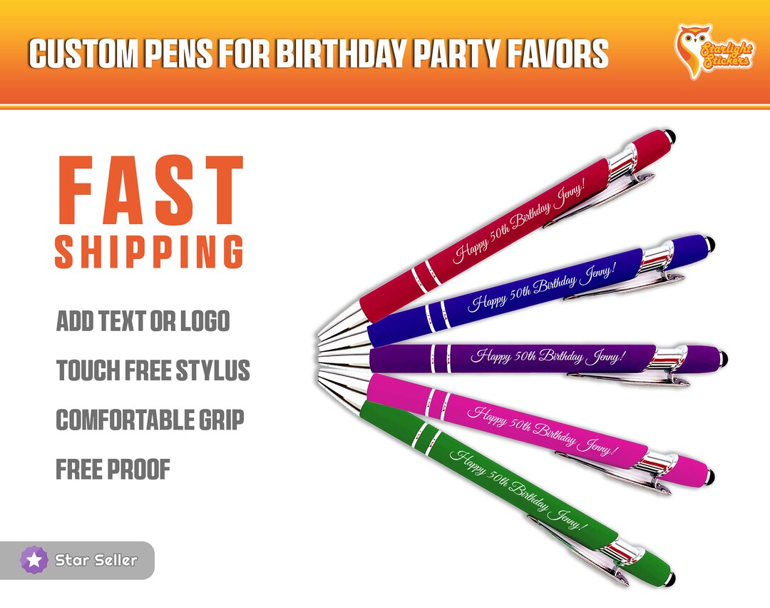 Personalized Pen for Birthday Party Favors, Custom Pens Bulk, Laser ...