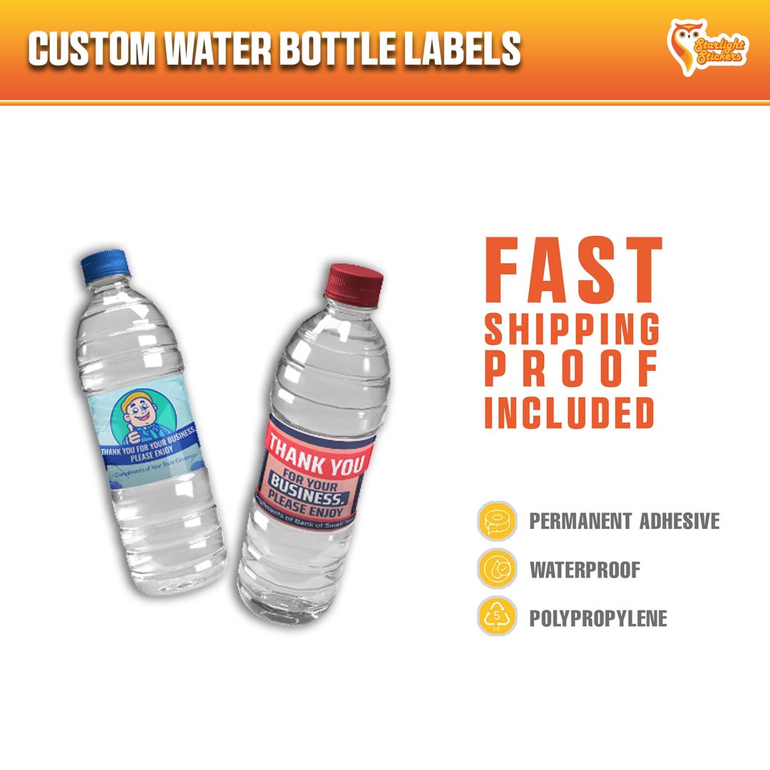 Custom Water Bottle Labels, Custom Water Bottle Stickers - Etsy