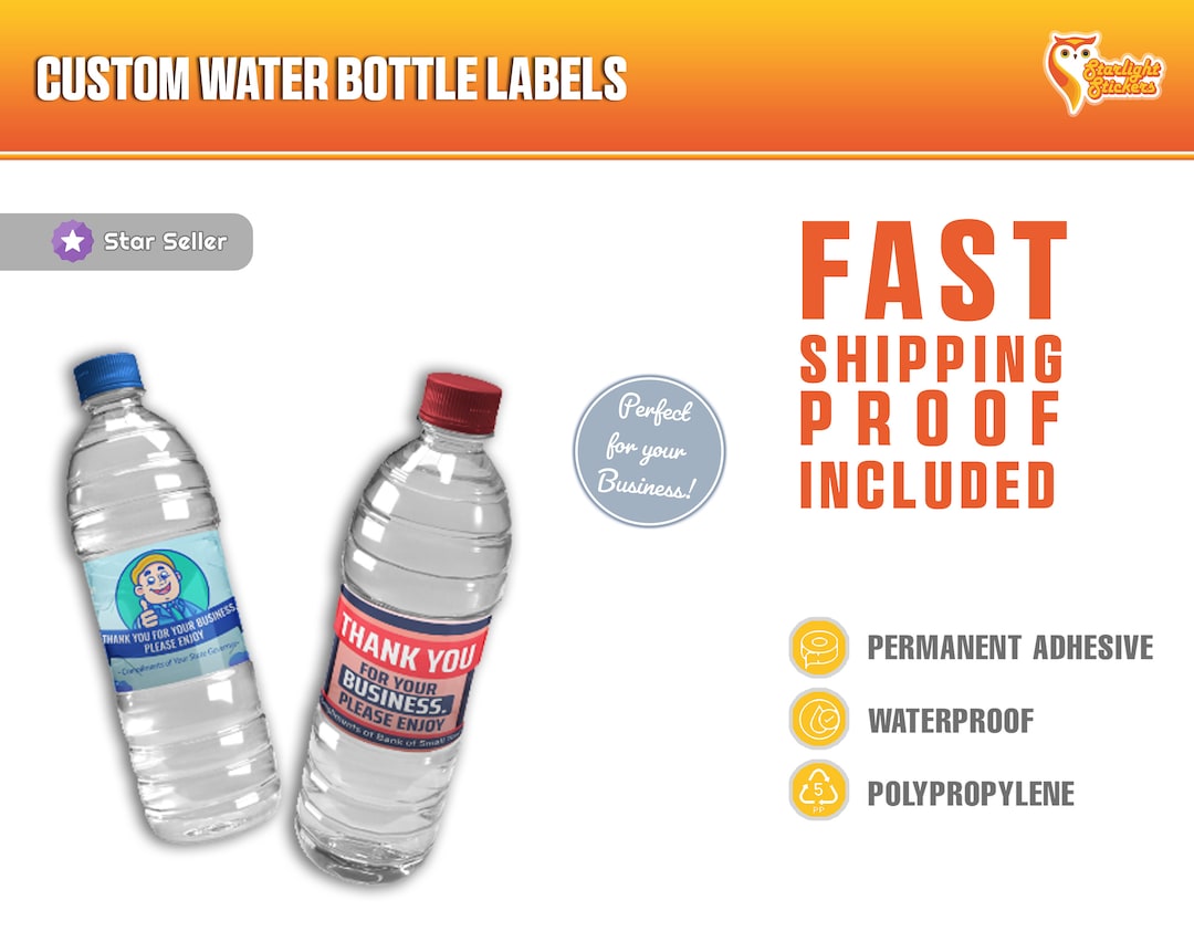 Custom Water Bottle Labels, Custom Water Bottle Stickers - Etsy