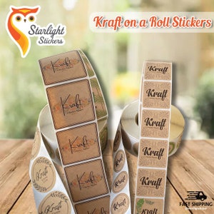 Custom Kraft Labels on a Roll - Circle or Square Kraft Stickers - Etsy