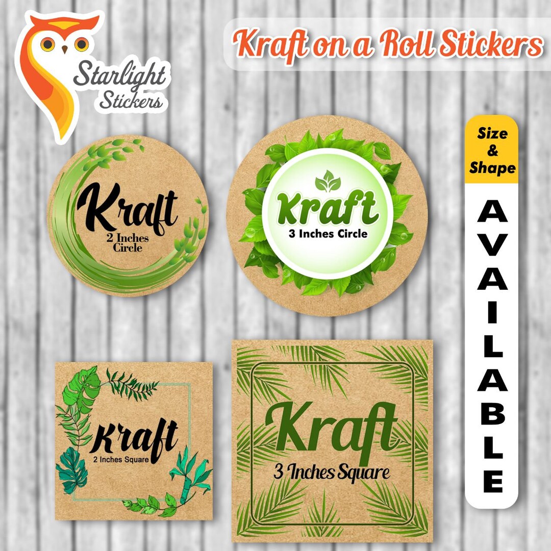 Custom Kraft Labels on a Roll Circle or Square Kraft Stickers - Etsy
