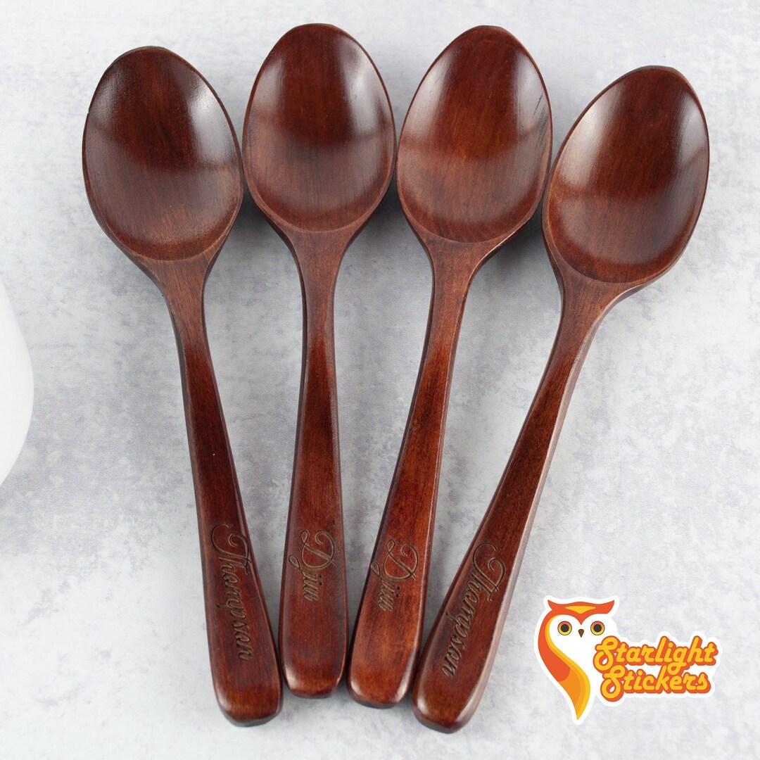 Personalized Dark Wood Table Spoon, Laser Engraved Dark Wood Spoon ...