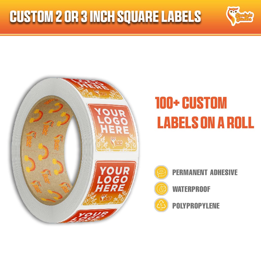 2" or 3" Custom Square Labels and Stickers on a Roll - Etsy